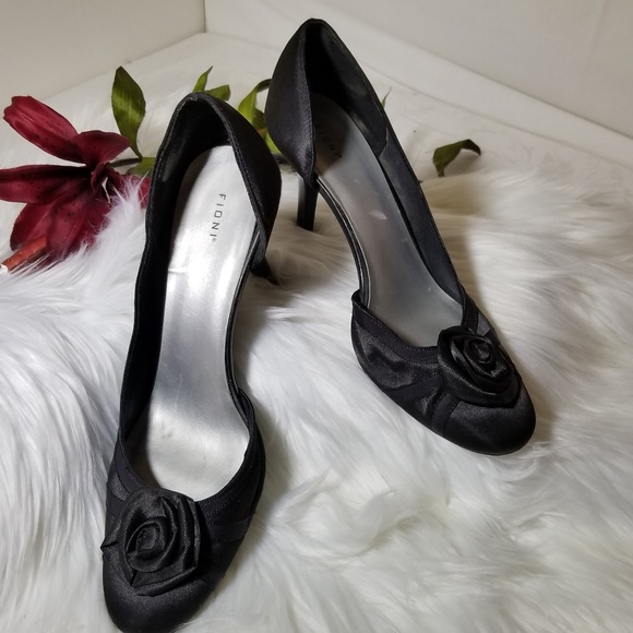FIONI Clothing | Shoes | Fioni Womens Size Black Satin High Heels ...